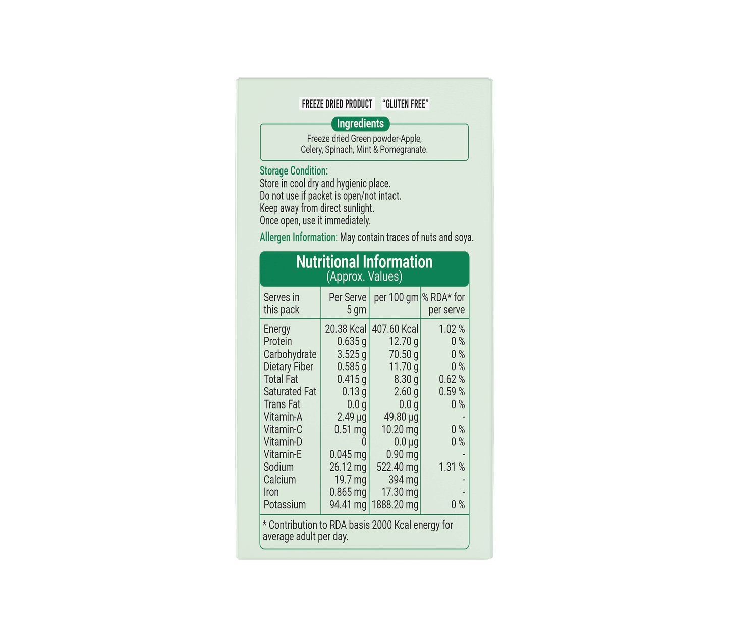 Daily Glorious Green Powder – Freeze Dried Super Greens Blend (10 Sach ...